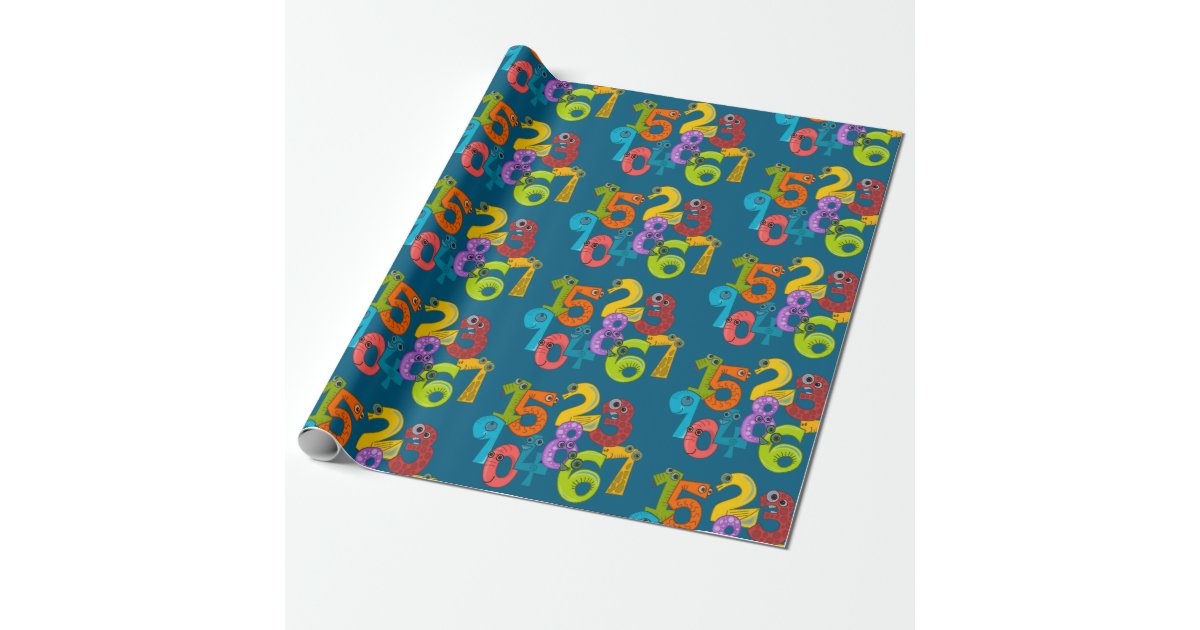 Funny Face Numbers Design Wrapping Paper | Zazzle