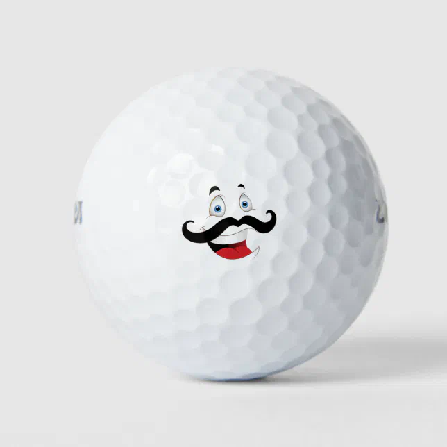 Funny Face with Mustache Golf Balls | Zazzle