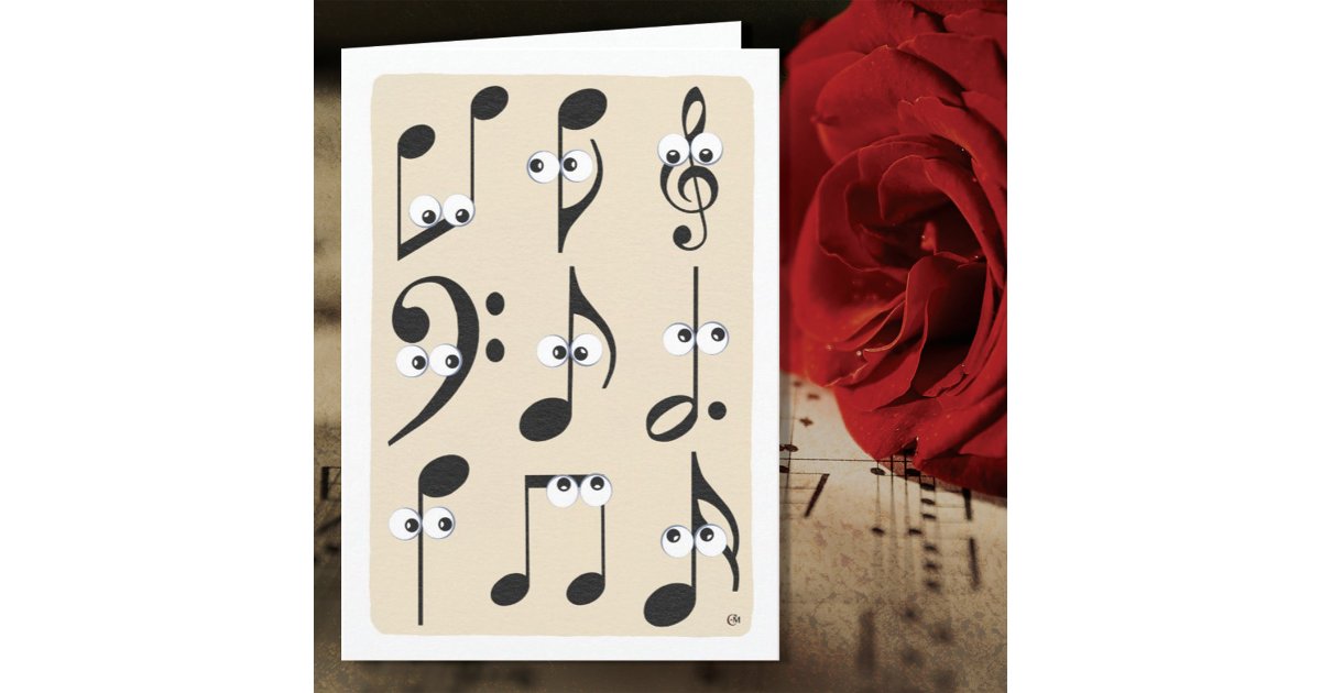 Funny-faced Music Notes Happy Birthday | Zazzle
