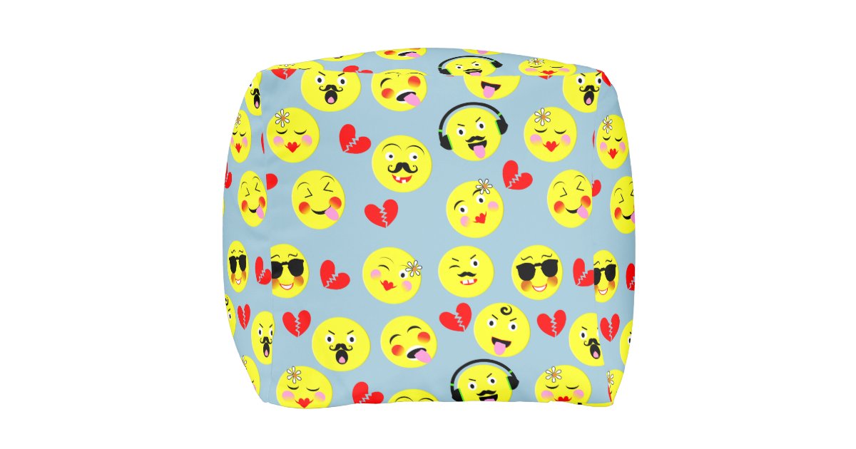 Funny Faces Emotional Cute Pouf | Zazzle