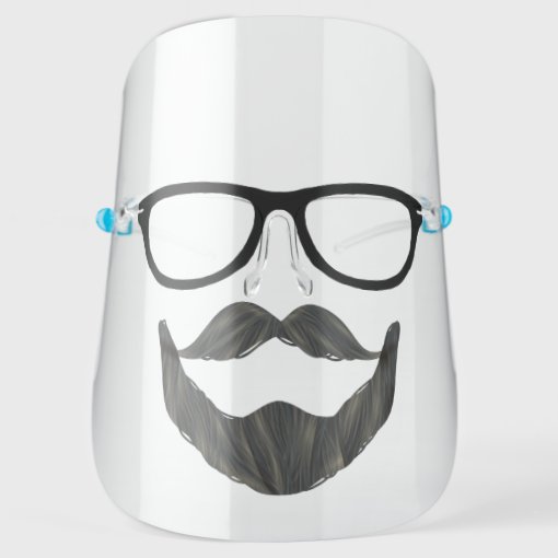 Funny Facial Hair & Hipster Glasses Face Shield | Zazzle