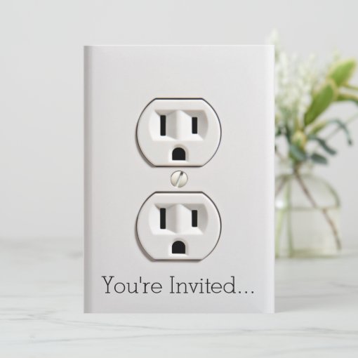 Funny Fake Electrical Outlet Invitation | Zazzle