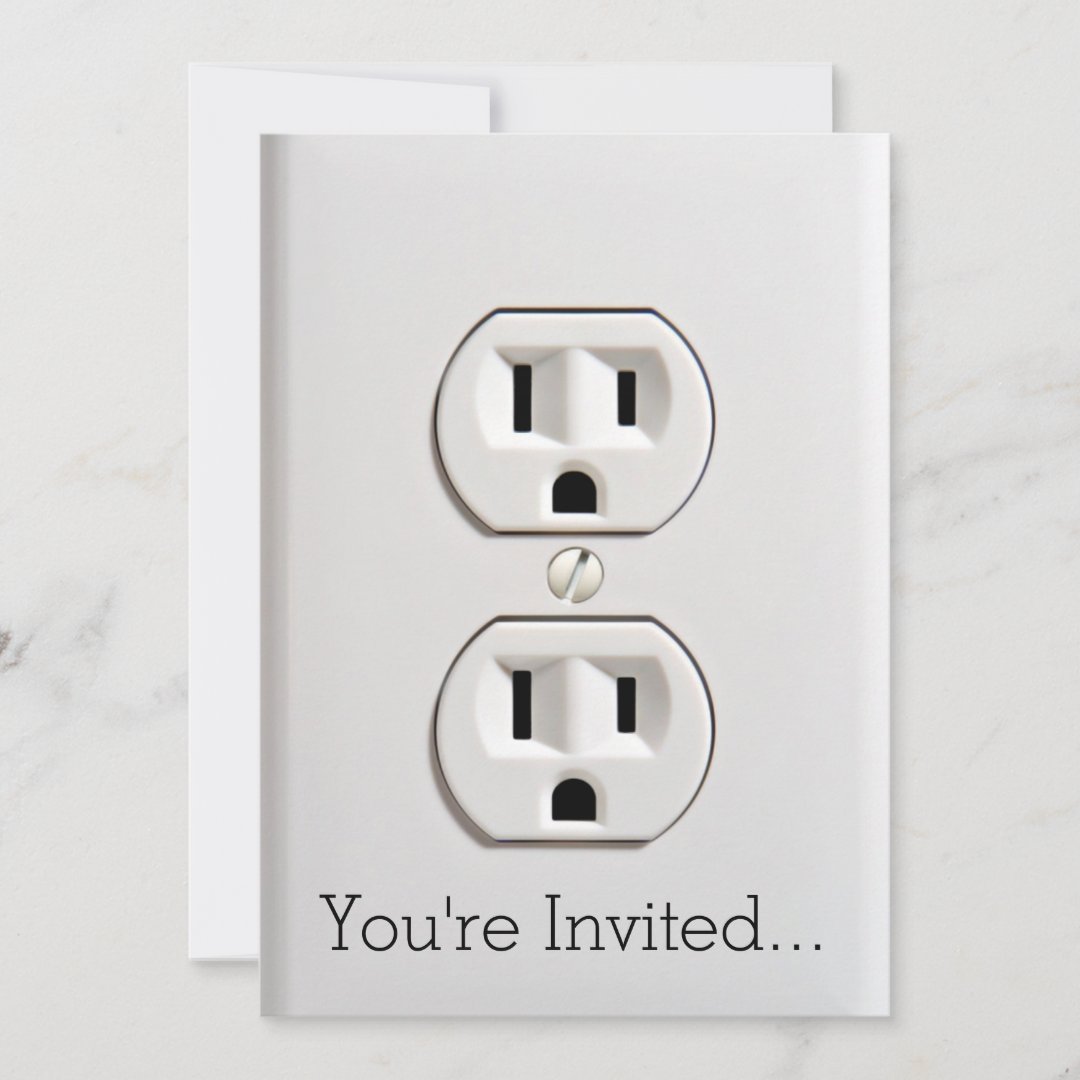 Funny Fake Electrical Outlet Invitation | Zazzle