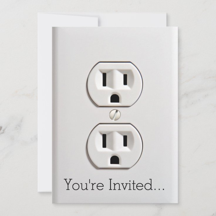 Funny Fake Electrical Outlet Invitation | Zazzle