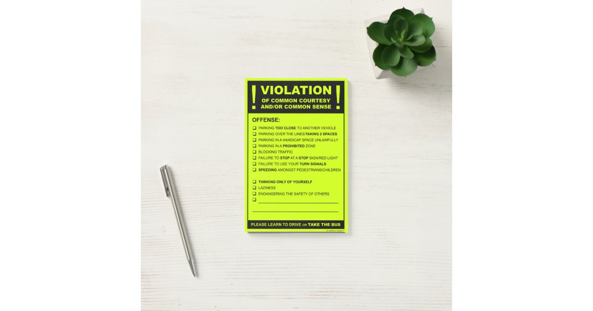 Funny Fake Parking Ticket Driving Citation Post-it Notes | Zazzle.com