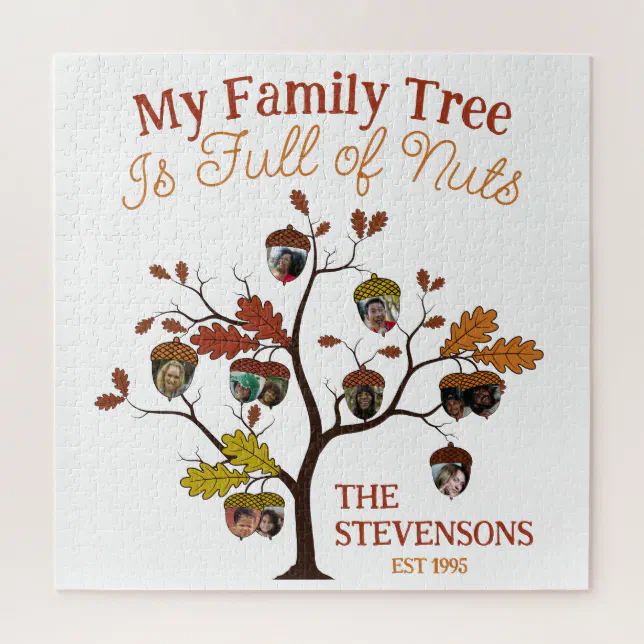 Funny Fall Photo Family Tree is Full of Nuts Jigsaw Puzzle | Zazzle