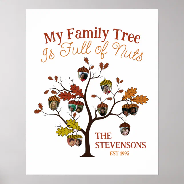 Funny Fall Photo Family Tree is Full of Nuts Poster | Zazzle