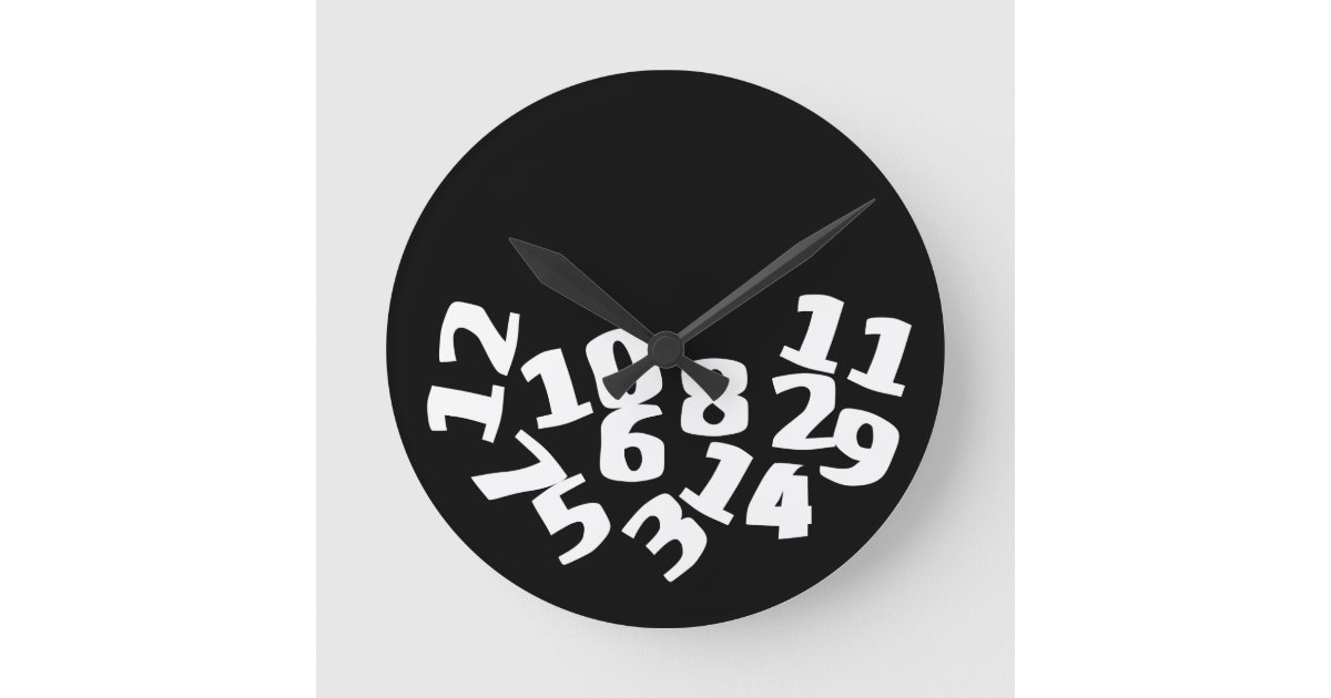 Funny Fallen Numbers Round Clock | Zazzle