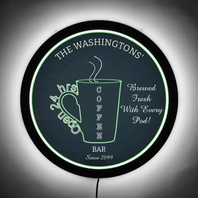 Funny Family Coffee Bar LED Sign | Zazzle