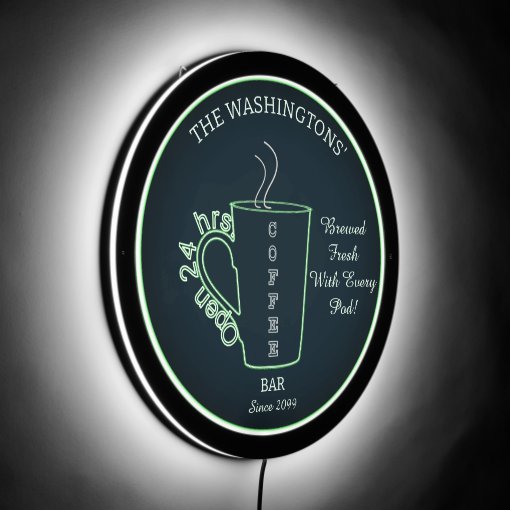 Funny Family Coffee Bar LED Sign | Zazzle