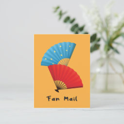 Funny Fan Mail pun with Japanese Fans Postcard | Zazzle