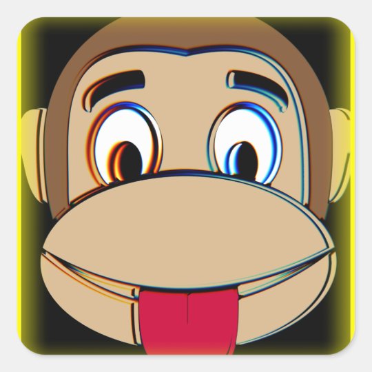 Funny fancy monkey square sticker | Zazzle.com
