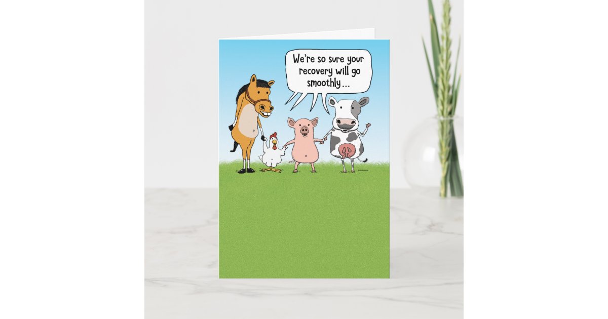 Funny Farm Animals Get Well Card | Zazzle