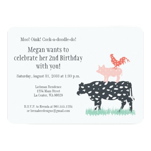 Funny Farm Birthday Party Card | Zazzle
