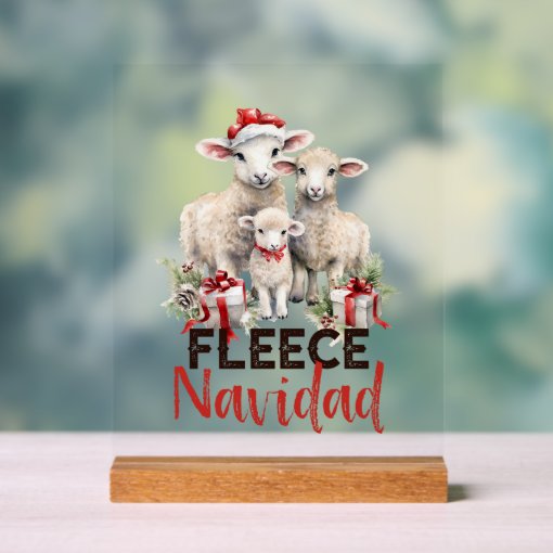 Funny farm Christmas sheep word art Acrylic Sign | Zazzle