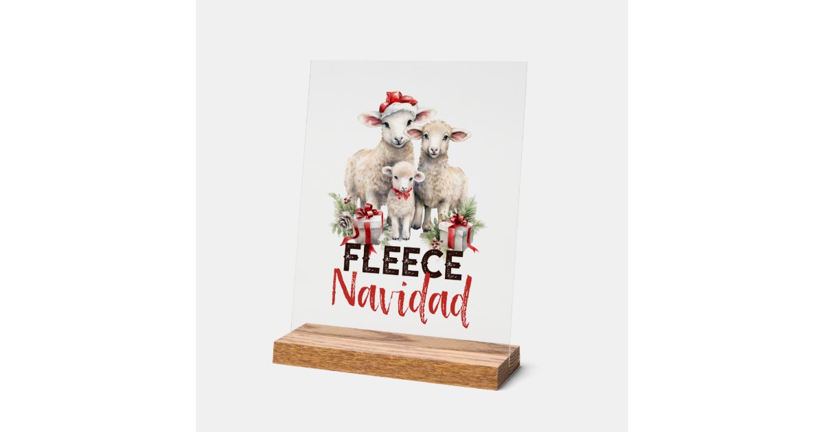 Funny farm Christmas sheep word art Acrylic Sign | Zazzle