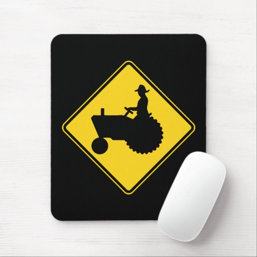 Funny Farm Tractor Road Sign Warning Mouse Pad | Zazzle