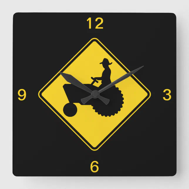 Funny Farm Tractor Road Sign Warning Square Wall Clock | Zazzle