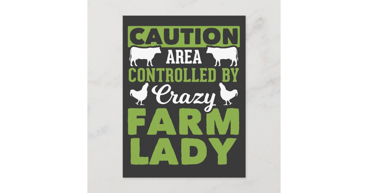 Funny Farming Wife Crazy Farm Lady Postcard | Zazzle