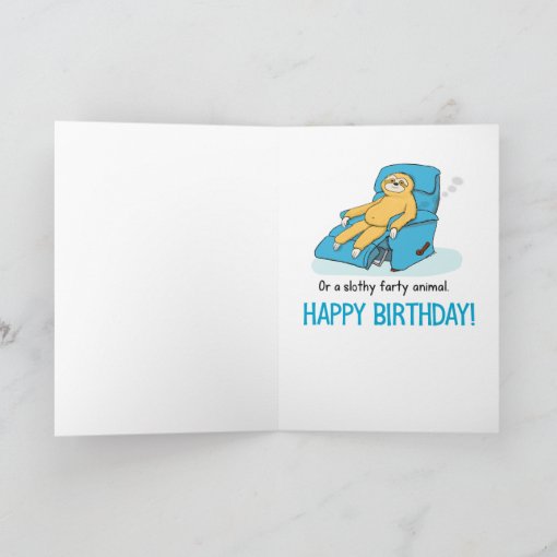 Funny Farty Sloth Birthday Card | Zazzle