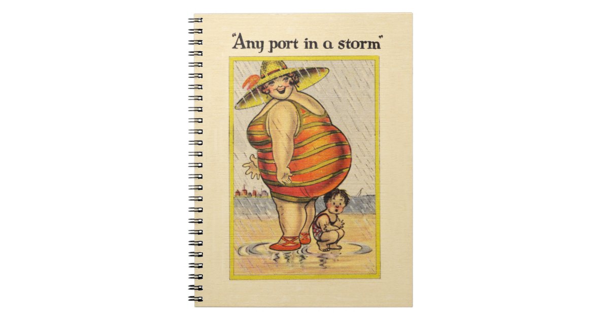Funny Fat Lady on Beach Notebook | Zazzle