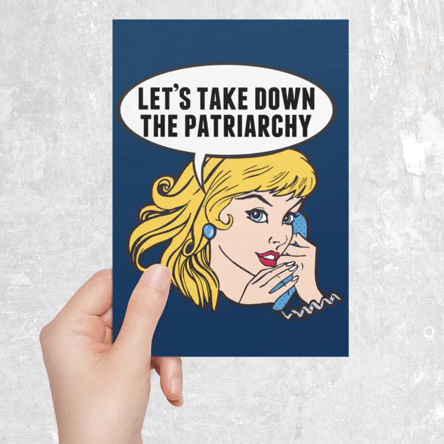 Funny Feminist Pop Art Anti Patriarchy Quote Card | Zazzle