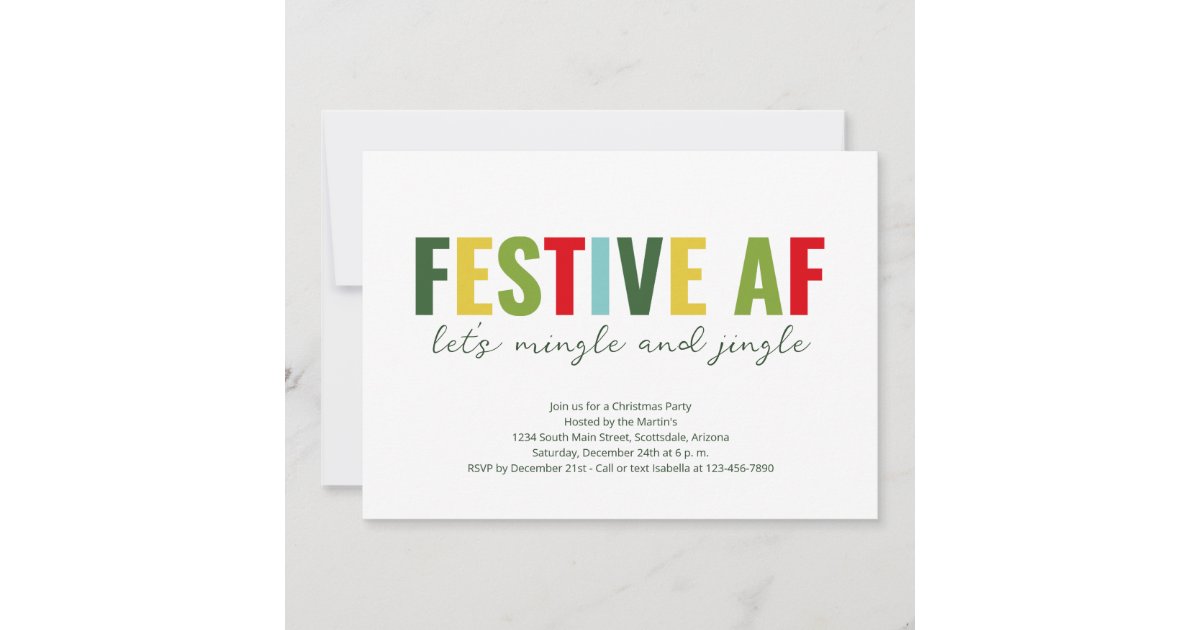 Funny Festive AF Christmas Party Invitation | Zazzle