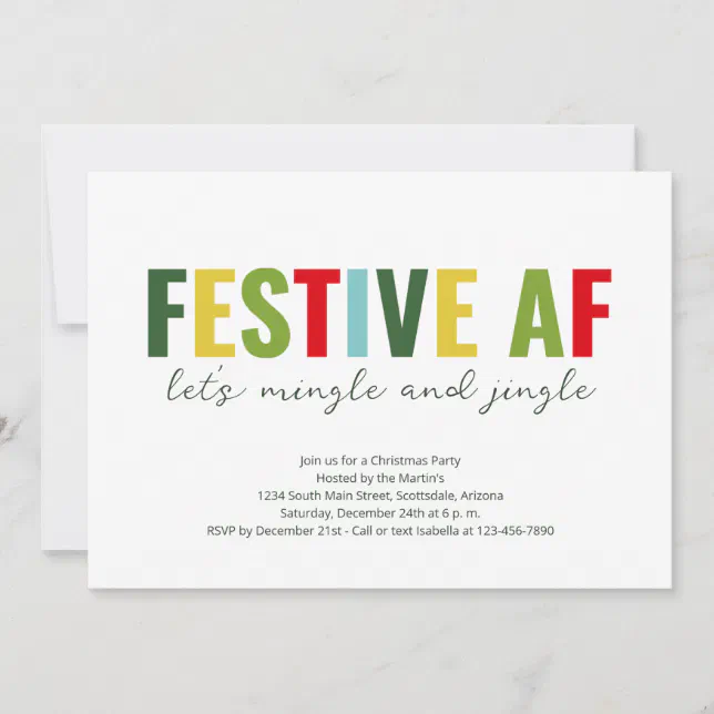 Funny Festive AF Christmas Party Invitation | Zazzle