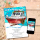 Funny Festive Blue Waves Christmas Boat Parade Invitation | Zazzle