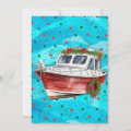 Funny Festive Blue Waves Christmas Boat Parade Invitation | Zazzle