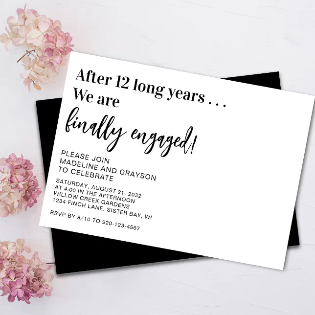 Funny Finally Engaged Casual Engagement Party Invitation | Zazzle