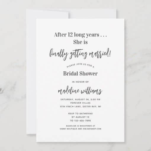 Funny Finally Getting Married Bridal Shower Invitation | Zazzle