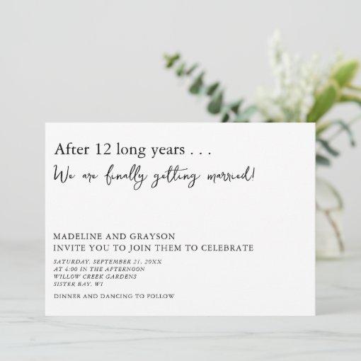 Funny Finally Getting Married Casual Wedding Invitation | Zazzle