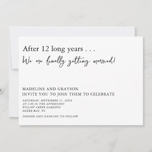 Funny Finally Getting Married Casual Wedding Invitation | Zazzle
