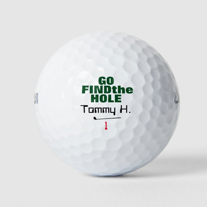 funny find the hole personalized golf balls | Zazzle.com