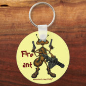 Funny fire ant with guns cartoon art keychain | Zazzle