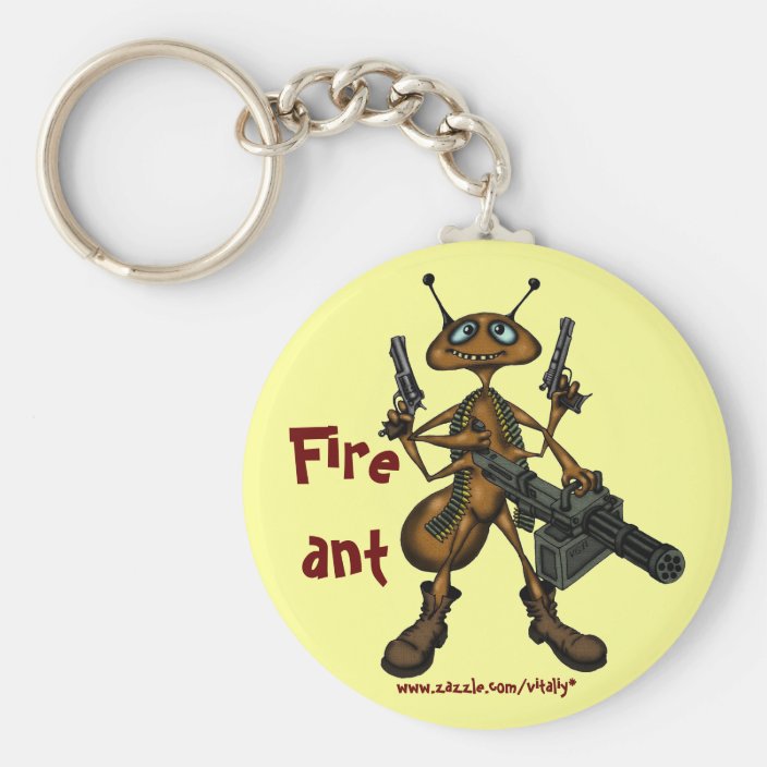Funny fire ant with guns cartoon art keychain | Zazzle.com