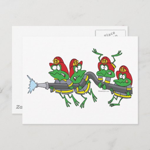 funny firefighter froggy frogs postcard | Zazzle