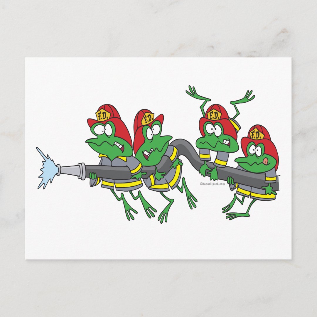 funny firefighter froggy frogs postcard | Zazzle