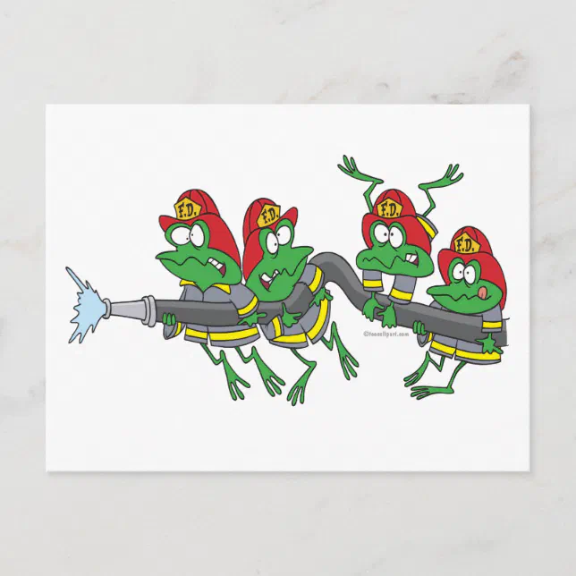 funny firefighter froggy frogs postcard | Zazzle