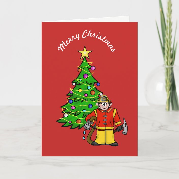 Funny Fireman Christmas Greeting Card | Zazzle.com