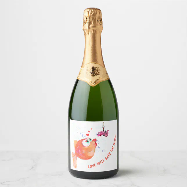 Funny Fish and Worm Bottle Labels Personalized | Zazzle