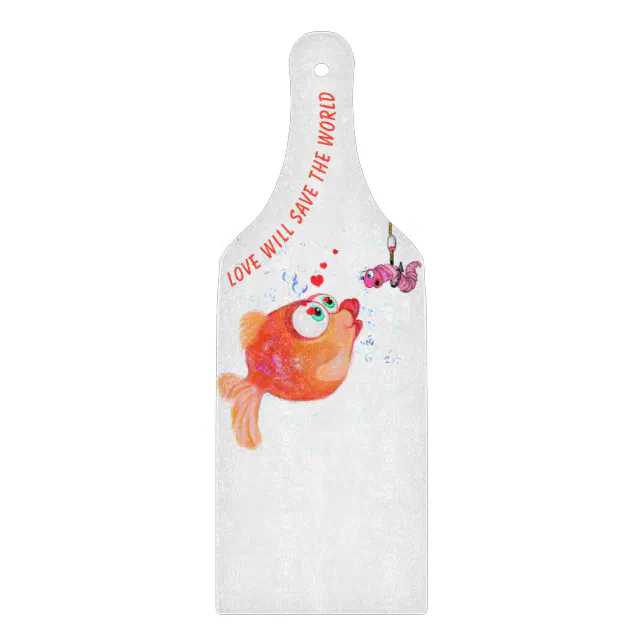 Funny Fish and Worm Cutting Board - Custom Text | Zazzle