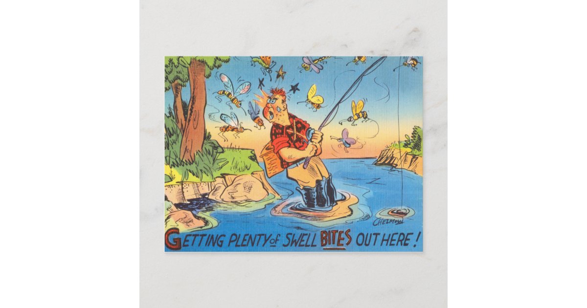 Funny Fish Fisherman Postcard Fishing Cartoon | Zazzle
