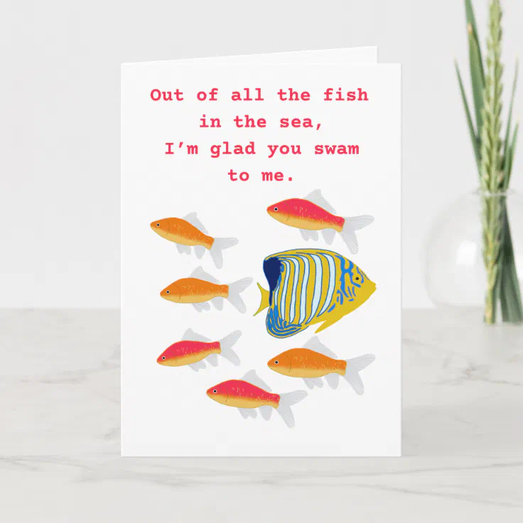 Funny fish in the sea Valentine’s Day Card | Zazzle