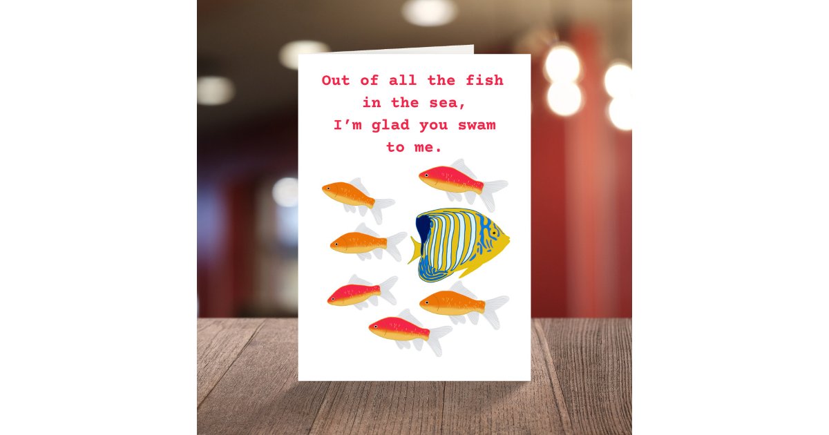 Funny fish in the sea Valentine’s Day Card | Zazzle
