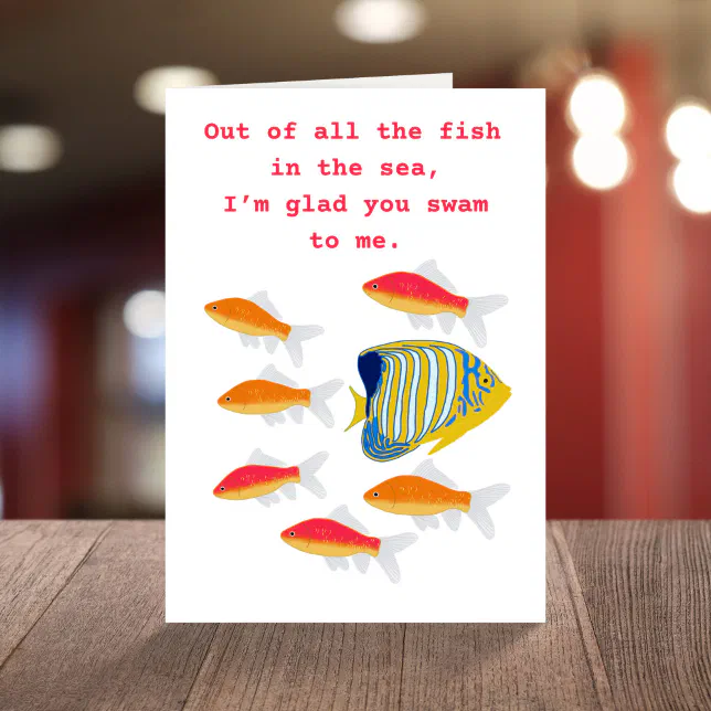 Funny fish in the sea Valentine’s Day Card | Zazzle