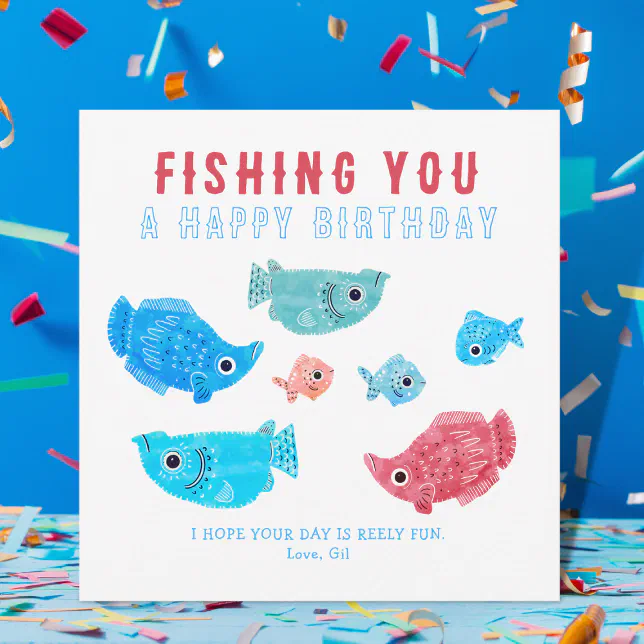Funny Fish Pun Happy Birthday Card | Zazzle