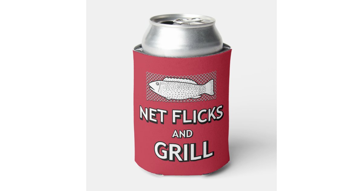 Funny Fishing Cast Net Fish Parody Joke Can Cooler | Zazzle