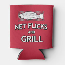 Funny Fishing Cast Net Fish Parody Joke Can Cooler | Zazzle
